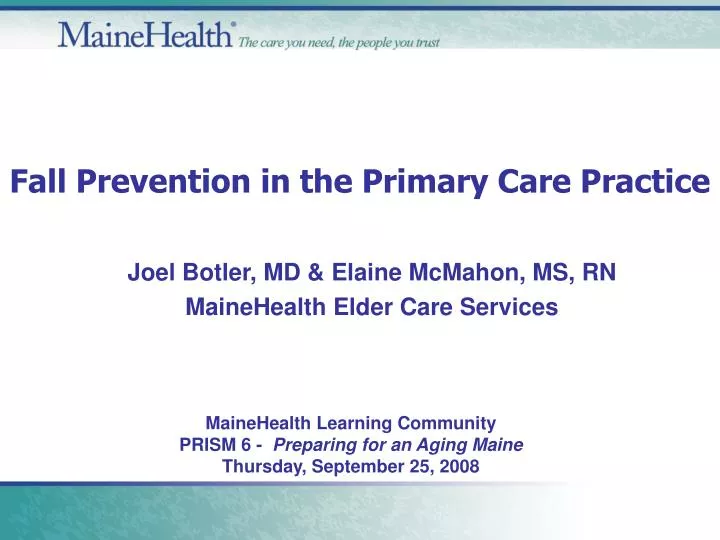 PPT - Fall Prevention in the Primary Care Practice PowerPoint ...