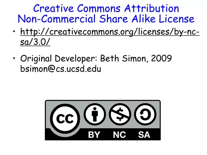 PPT - Creative Commons Attribution Non-Commercial Share Alike License ...