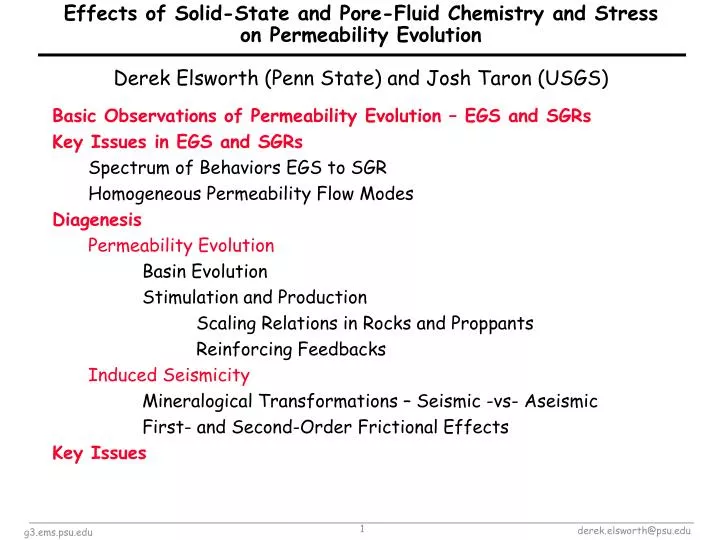 PPT - Basic Observations of Permeability Evolution – EGS and SGRs Key ...