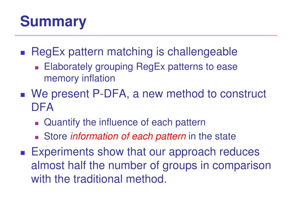 Ppt Pattern Based Dfa For Memory Efficient Multiple Regular Expression Matching Powerpoint