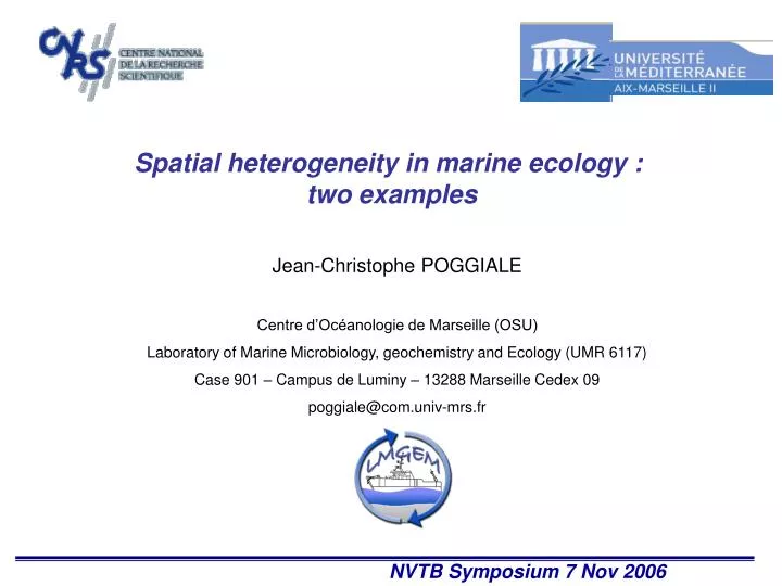 PPT - Spatial heterogeneity in marine ecology : two examples PowerPoint ...