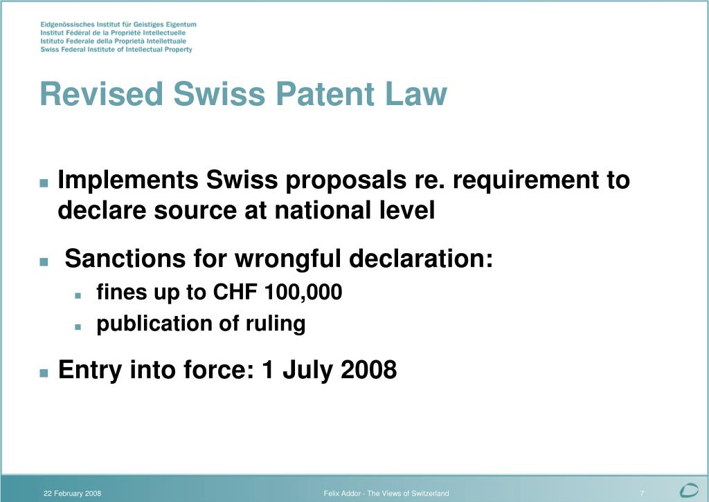 PPT - Felix Addor Deputy Director General Swiss Federal Institute of ...