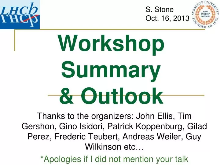 PPT - Workshop Summary & Outlook PowerPoint Presentation, free download ...