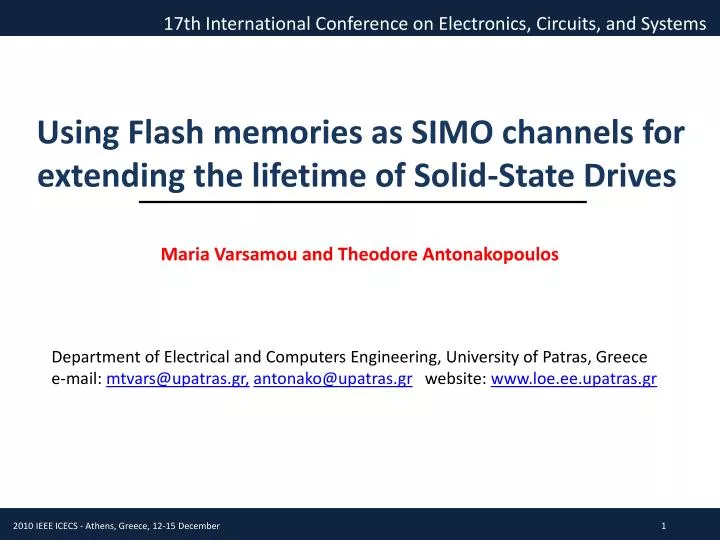 PPT - Using Flash memories as SIMO channels for extending the lifetime of Solid-State Drives ...