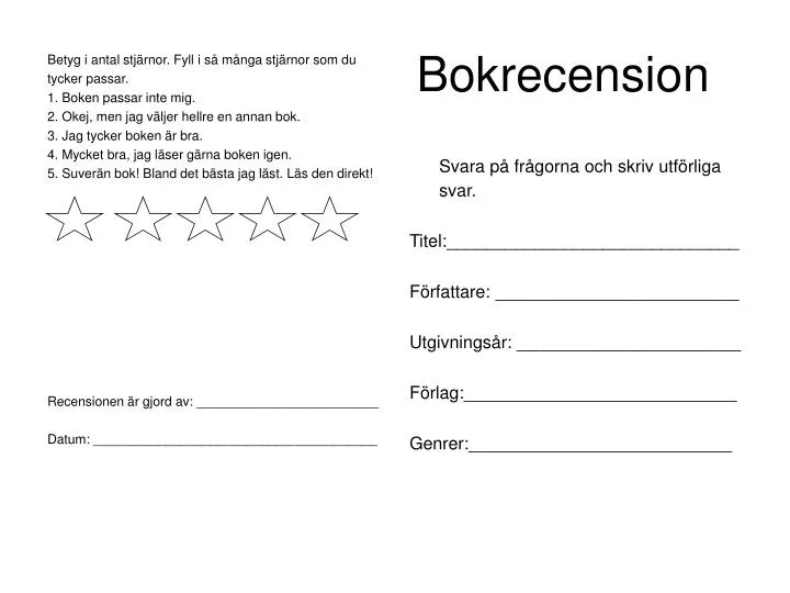 PPT - Bokrecension PowerPoint Presentation, free download - ID:4659511