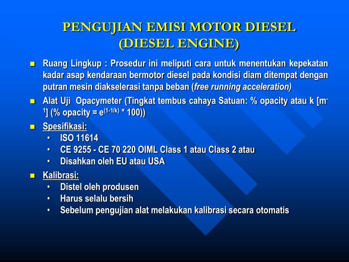 PPT - PENGUJIAN EMISI MOTOR BENSIN (GASOLINE ENGINE) PowerPoint ...