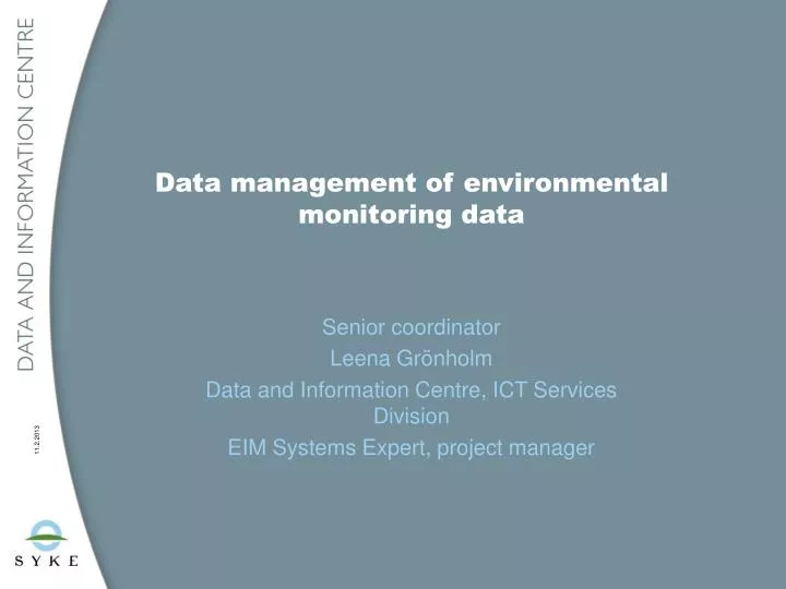 PPT - Data management of environmental monitoring data PowerPoint ...