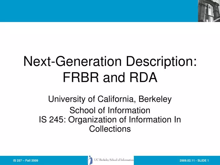 PPT - Next-Generation Description: FRBR and RDA PowerPoint Presentation ...