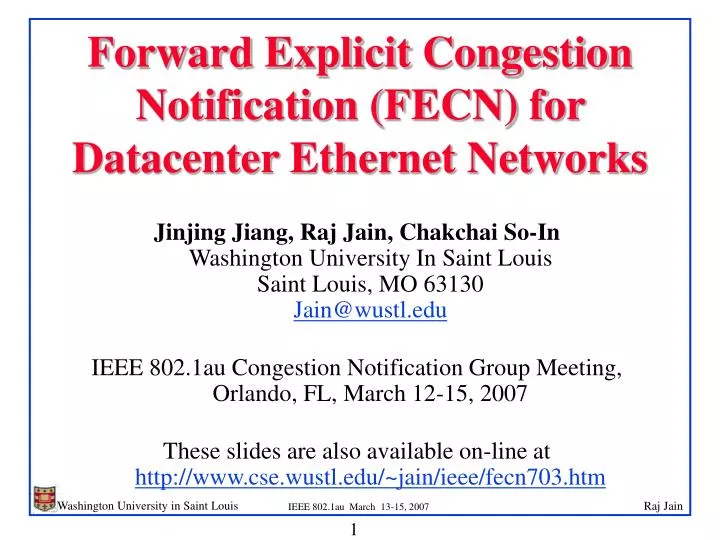 Ppt Forward Explicit Congestion Notification Fecn For Datacenter