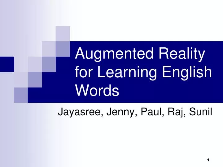 PPT - Augmented Reality for Learning English Words PowerPoint ...