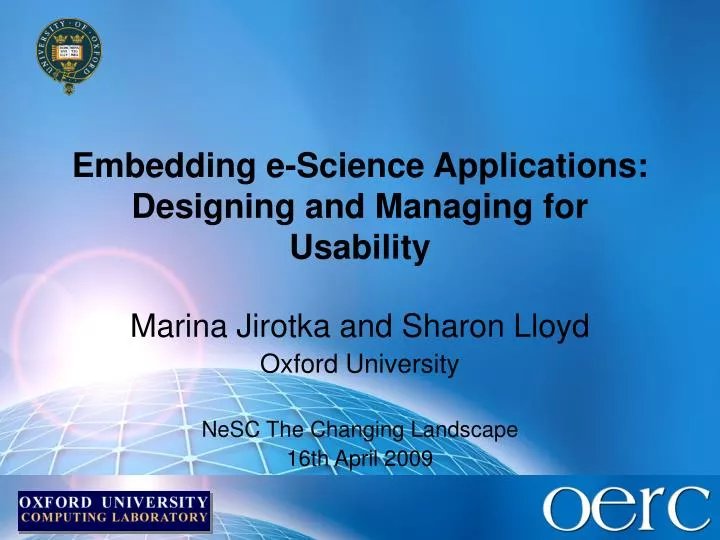 Ppt Embedding E Science Applications Designing And Managing For Usability Powerpoint
