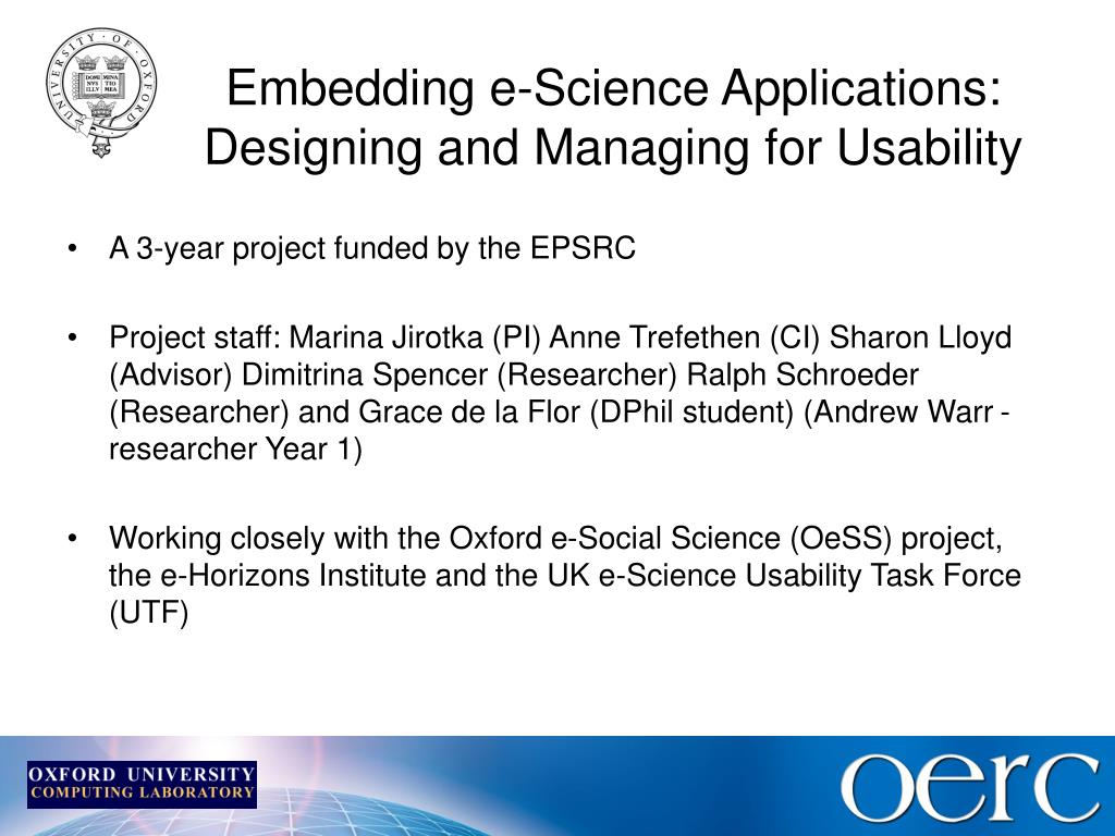 Ppt Embedding E Science Applications Designing And Managing For Usability Powerpoint