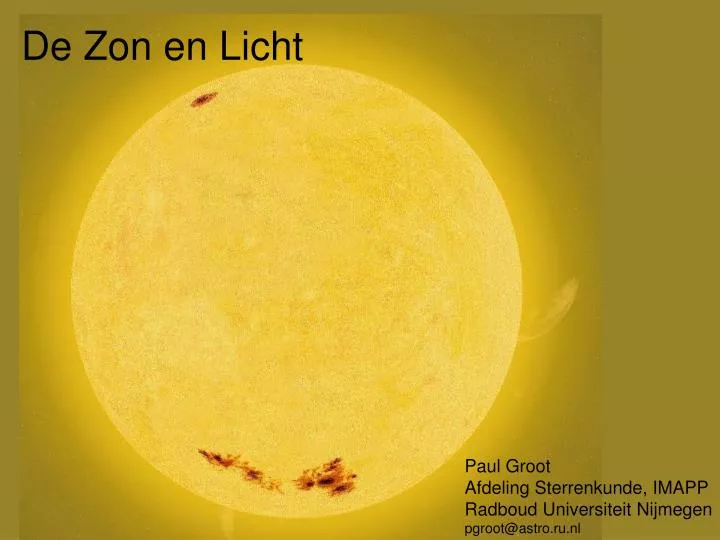 PPT - De Zon en Licht PowerPoint Presentation, free download - ID:4668562