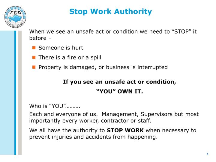 PPT - Speak Up For Safety Stop Work Authority PowerPoint Presentation ...