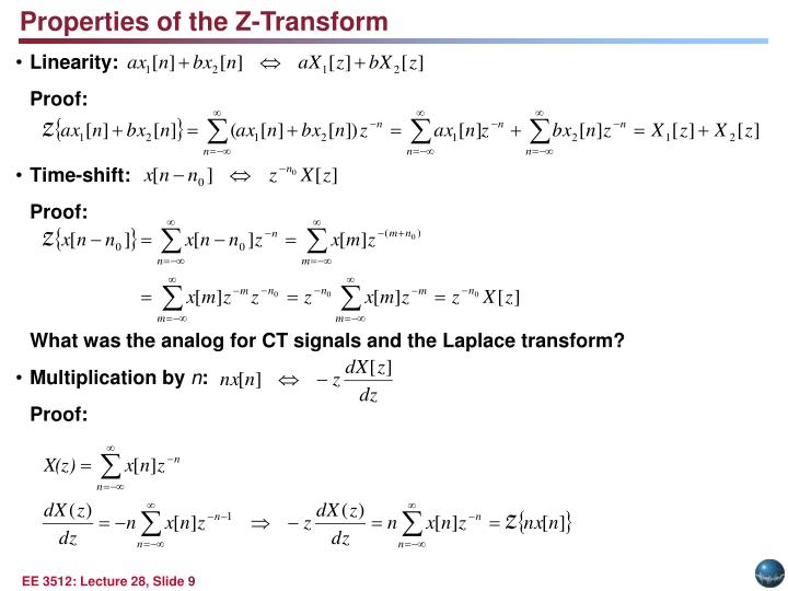 PPT - LECTURE 28: THE Z-TRANSFORM AND ITS ROC PROPERTIES PowerPoint ...