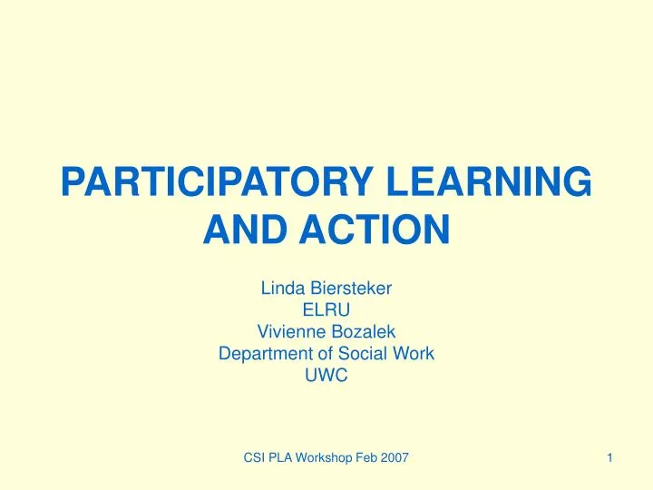 PPT - PARTICIPATORY LEARNING AND ACTION PowerPoint Presentation, free ...