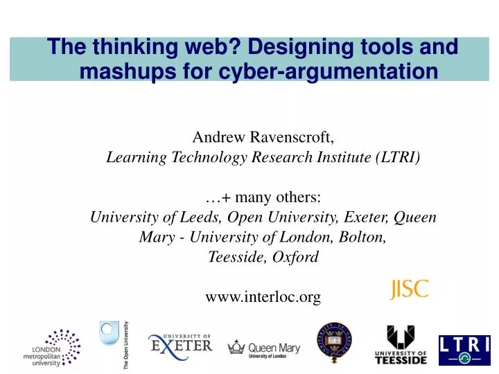 PPT - The thinking web? Designing tools and mashups for cyber ...