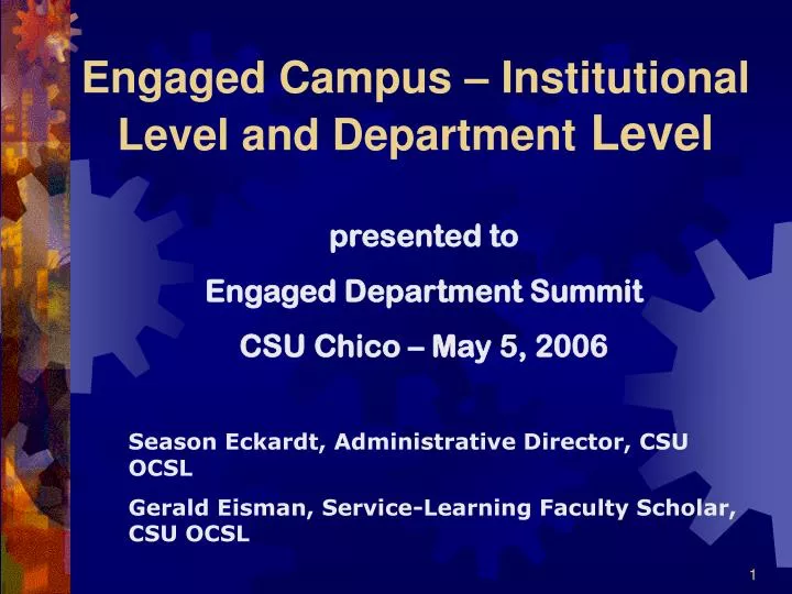 PPT - Engaged Campus – Institutional Level and Department Level ...