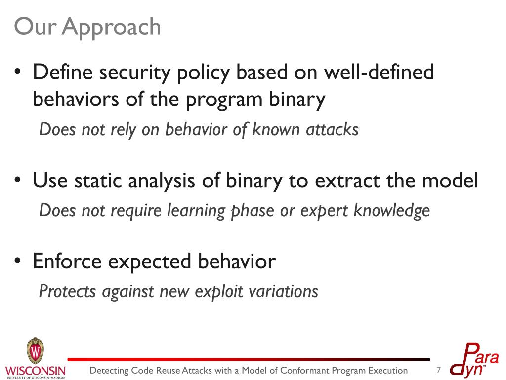 Ppt Detecting Code Reuse Attacks With A Model Of Conformant Program Execution Powerpoint 6727