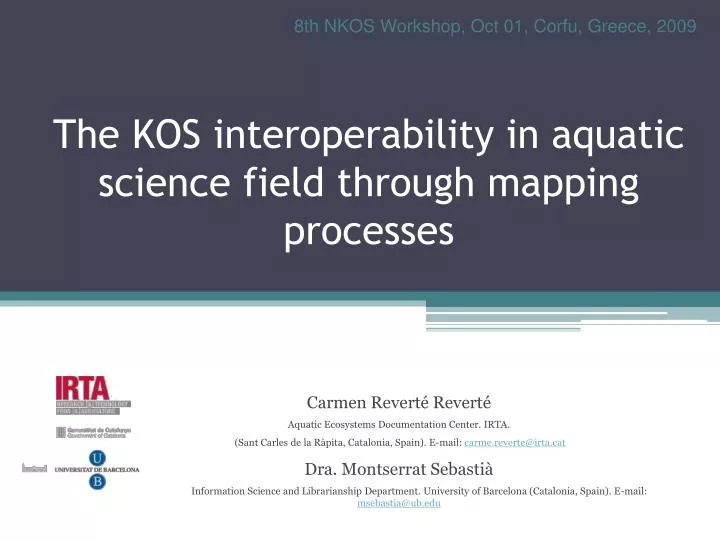 Ppt The Kos Interoperability In Aquatic Science Field Through Mapping