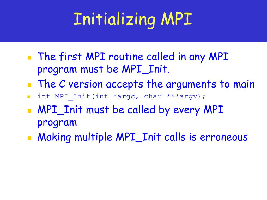 Ppt Programming Clusters Using Message Passing Interface Mpi Powerpoint Presentation Id