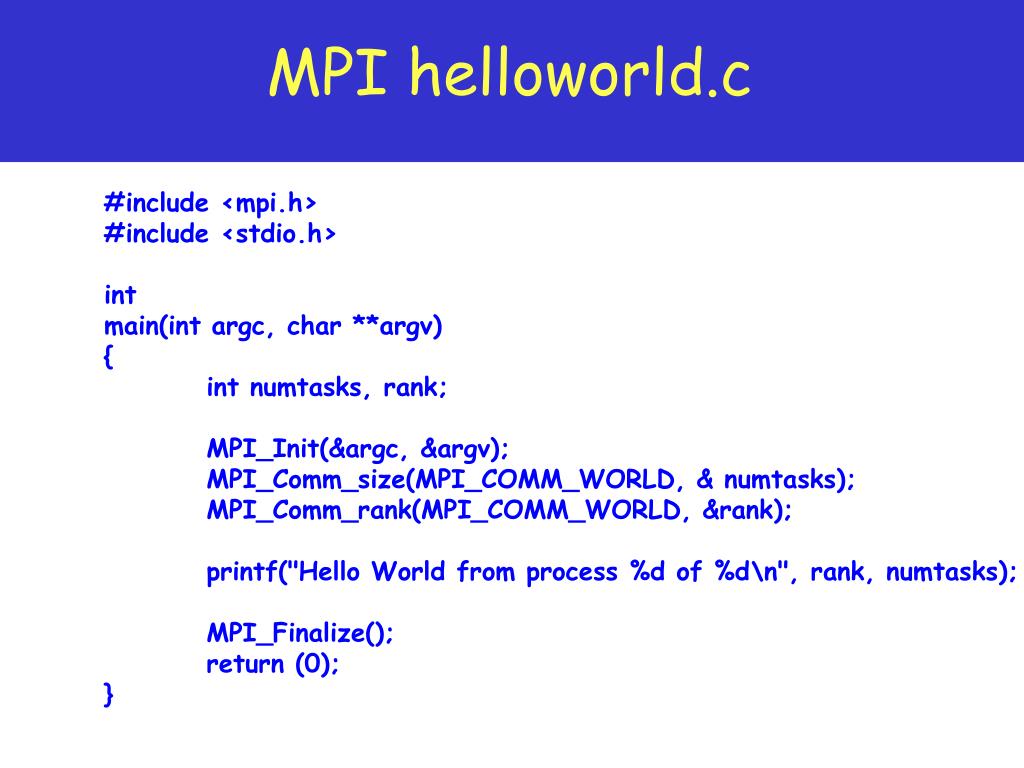 Ppt Programming Clusters Using Message Passing Interface Mpi Powerpoint Presentation Id