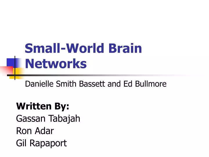 PPT - Small-World Brain Networks PowerPoint Presentation, free download ...