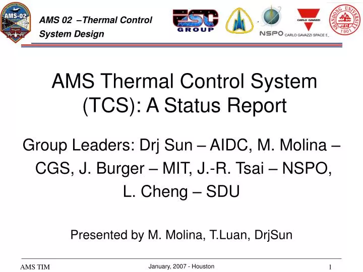 PPT - AMS Thermal Control System (TCS): A Status Report PowerPoint ...