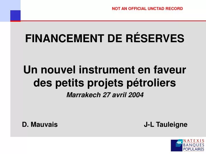 PPT - PERSPECTIVES OF RESERVE BASED LENDING IN DEVELOPING COUNTRIES ...