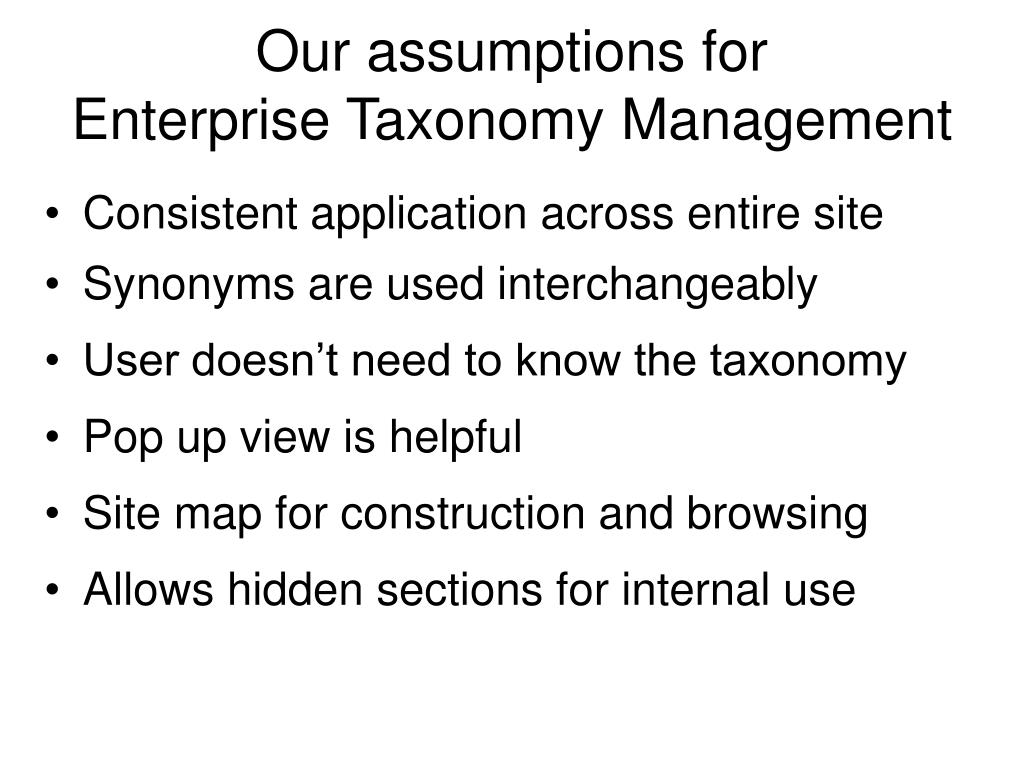 PPT - Taxonomy as Content Outline, Site Map and Search Aid SLA NWR ...