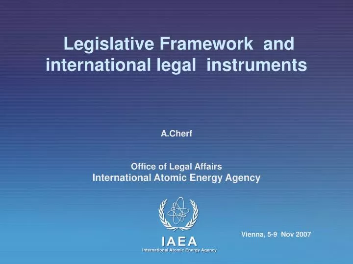 PPT - Legislative Framework and international legal instruments ...
