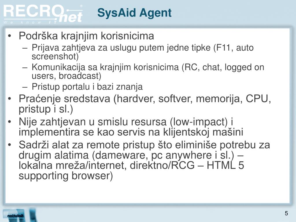 PPT - SysAid Kompletno rješenje za u pravljanje IT - em Prezenter ...