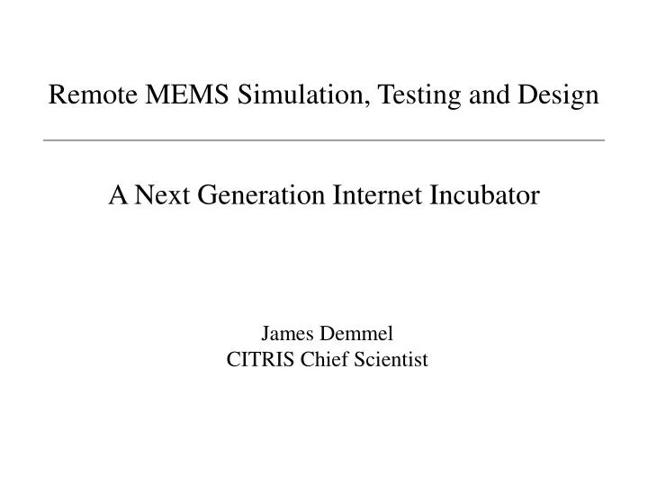 PPT - Remote MEMS Simulation, Testing and Design PowerPoint ...