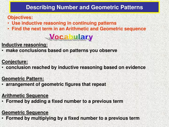 PPT - Describing Number and Geometric Patterns PowerPoint Presentation ...