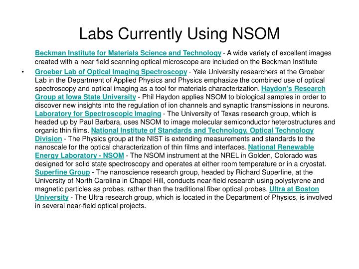 PPT - Near-field Scanning Optical Microscopy (NSOM) PowerPoint ...