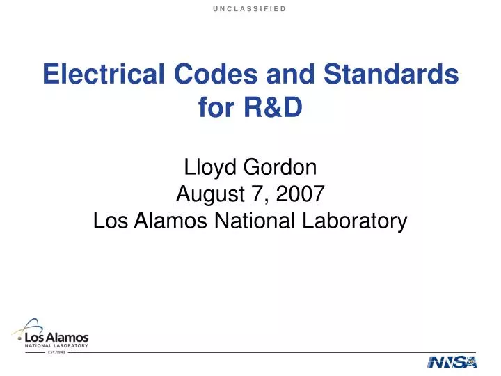 PPT - Electrical Codes and Standards for R&D PowerPoint Presentation ...