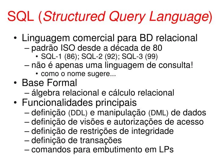 PPT - SQL ( Structured Query Language ) PowerPoint Presentation, free ...