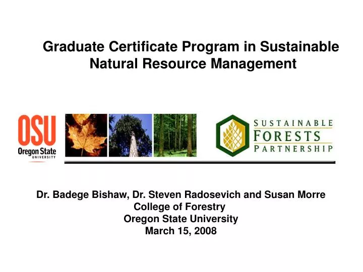 PPT - Graduate Certificate Program in Sustainable Natural Resource ...
