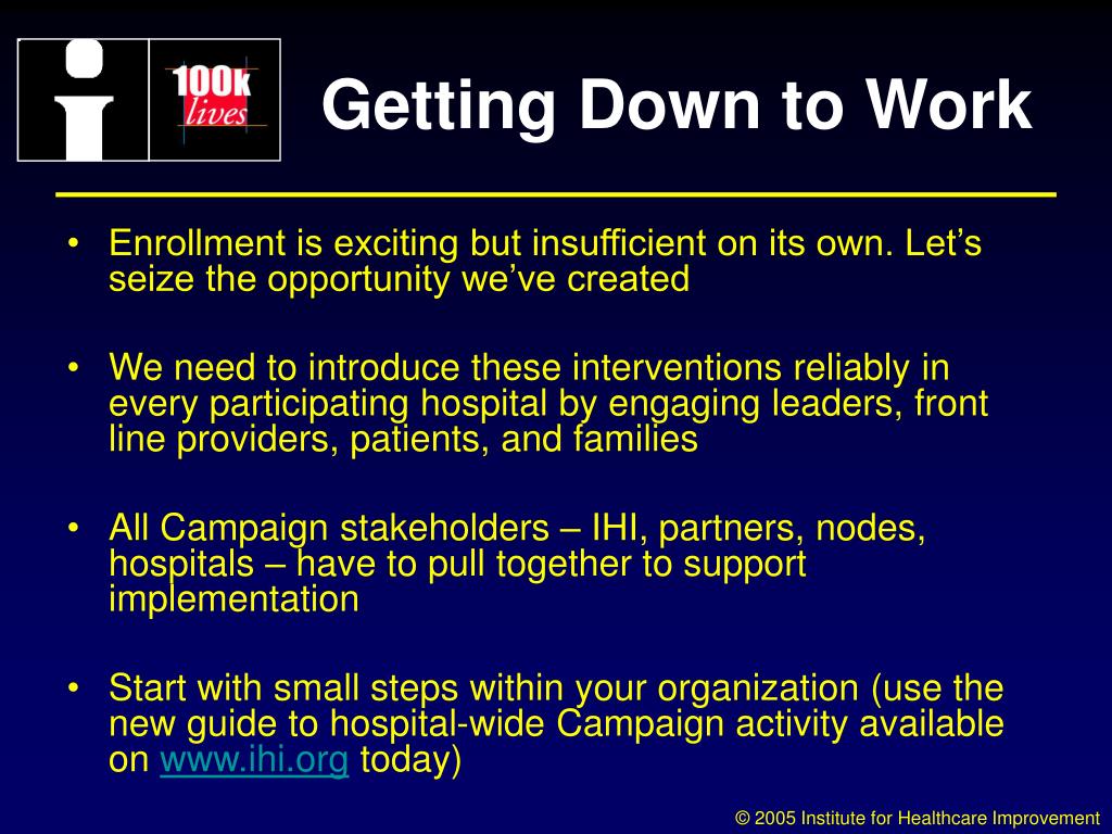 PPT - The 100,000 Lives Campaign: Six Months In… PowerPoint ...