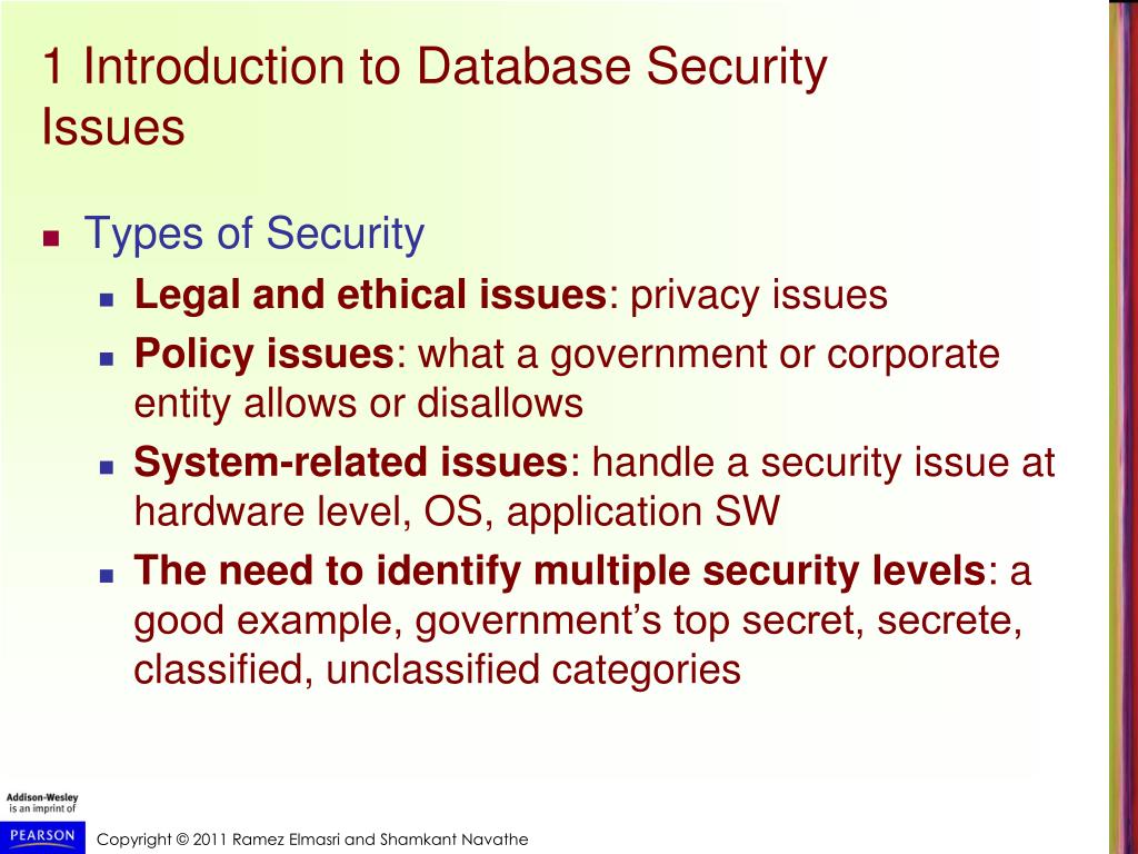 PPT - 1 Introduction to Database Security Issues PowerPoint ... PPT - 1 Introduction to Database Security Issues PowerPoint ...