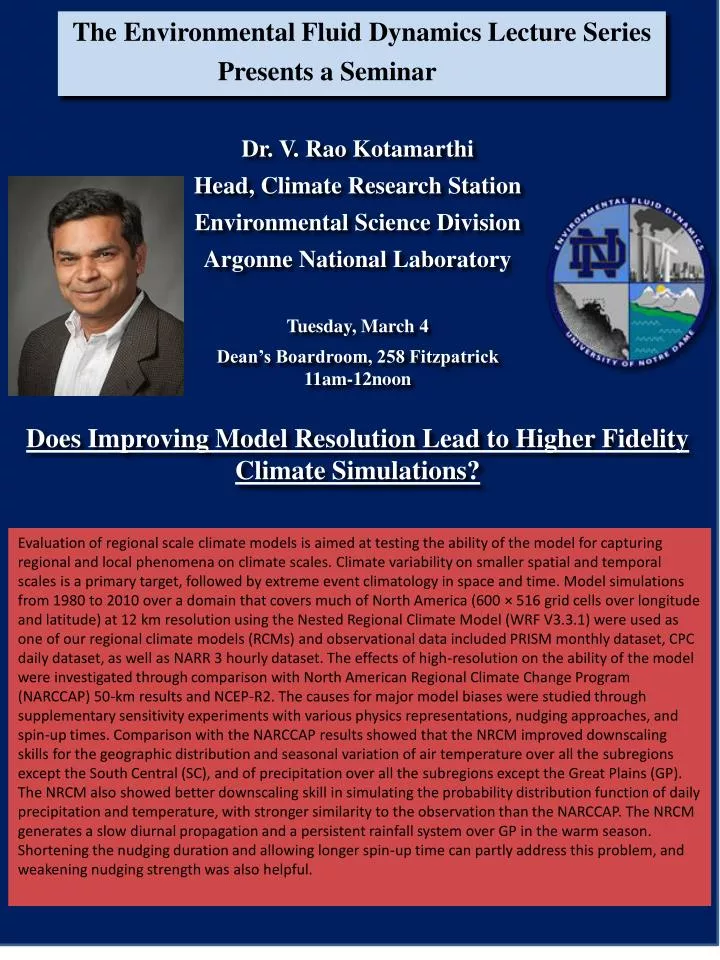PPT - The Environmental Fluid Dynamics Lecture Series Presents a ...