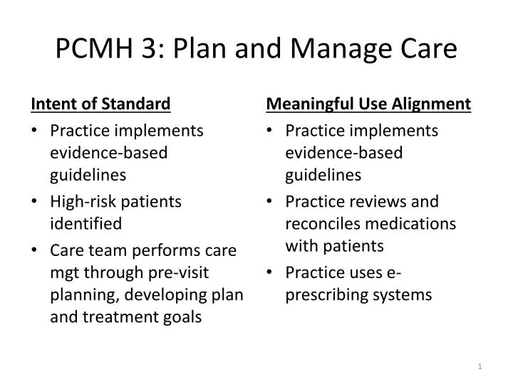 PPT - PCMH 3: Plan and Manage Care PowerPoint Presentation, free ...