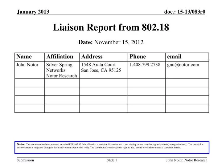 PPT - Liaison Report from 802.18 PowerPoint Presentation, free download ...