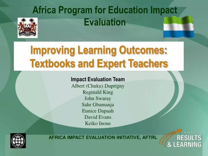 PPT - Improving Learning Outcomes: Textbooks and Expert Teachers ...