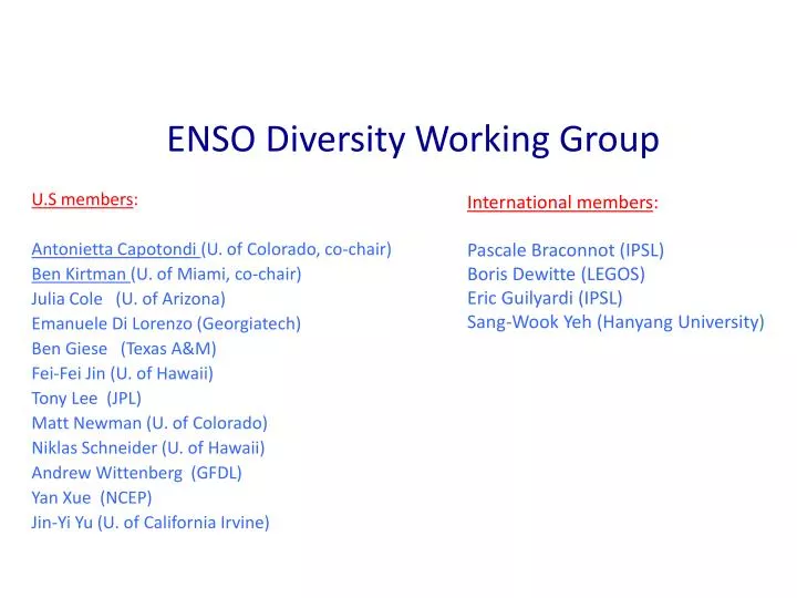 PPT - ENSO Diversity Working Group PowerPoint Presentation, free ...
