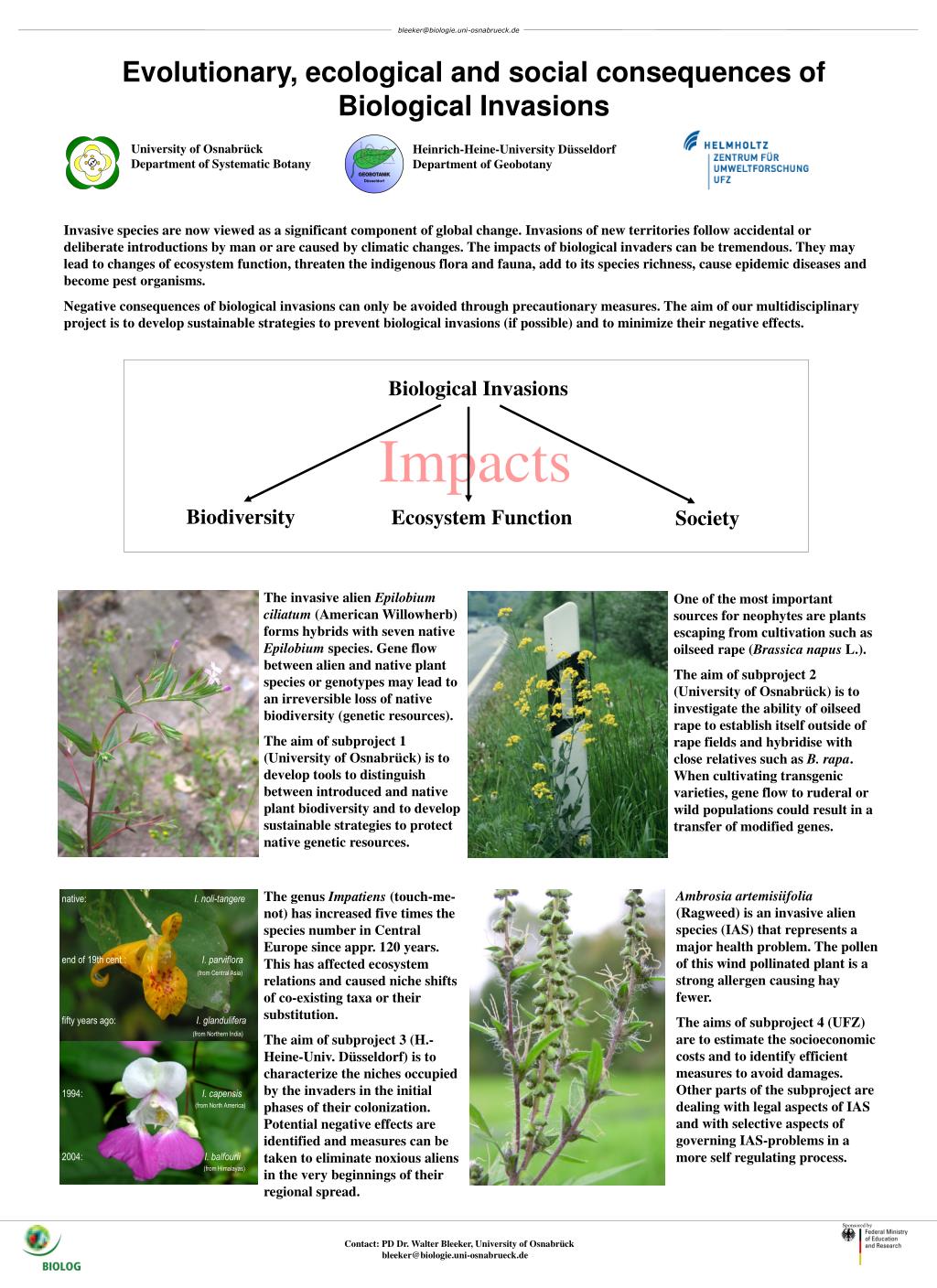 PPT - Evolutionary, ecological and social consequences of Biological ...