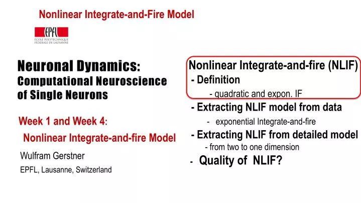 Ppt Neuronal Dynamics Computational Neuroscience Of Single Neurons Powerpoint Presentation