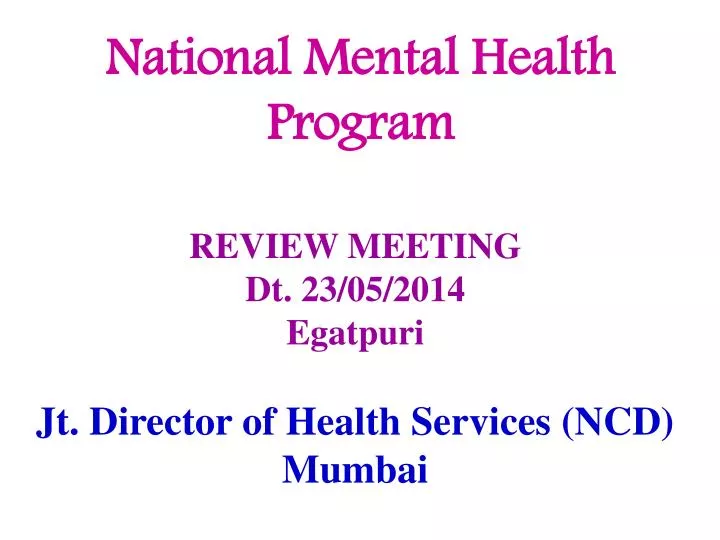 PPT - National Mental Health Program PowerPoint Presentation, free ...