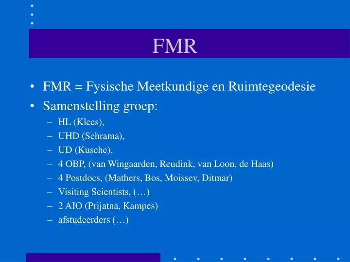 PPT - FMR PowerPoint Presentation, free download - ID:4694499