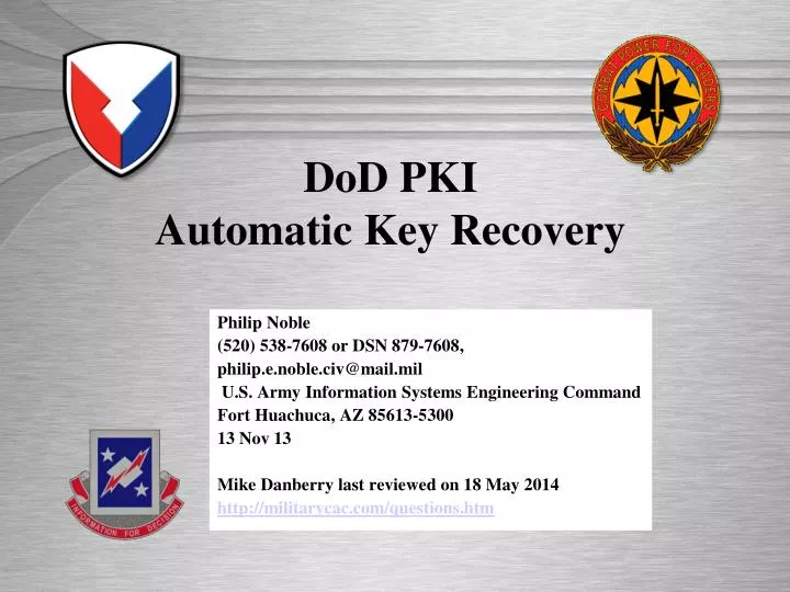 PPT - DoD PKI Automatic Key Recovery PowerPoint Presentation, free ...